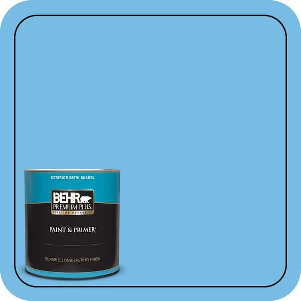 BEHR PREMIUM PLUS 1 qt. #550B-4 Costa Rica Blue Satin Enamel Exterior ...