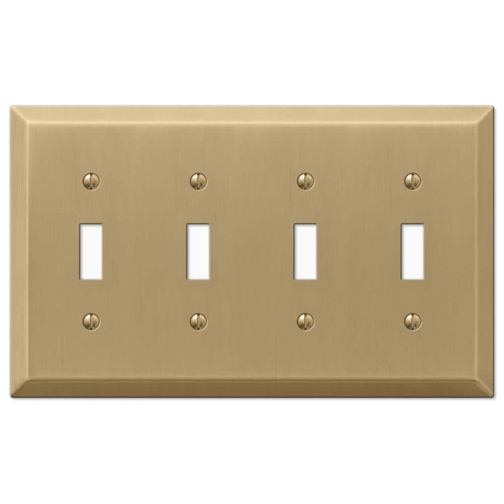 AMERELLE Metallic 4 Gang Toggle Steel Wall Plate - Brushed Bronze ...