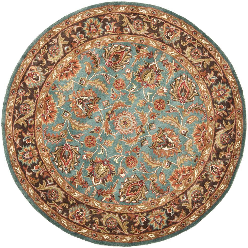 SAFAVIEH Heritage Blue/Brown 4 ft. x 4 ft. Round Border Area Rug HG812B ...