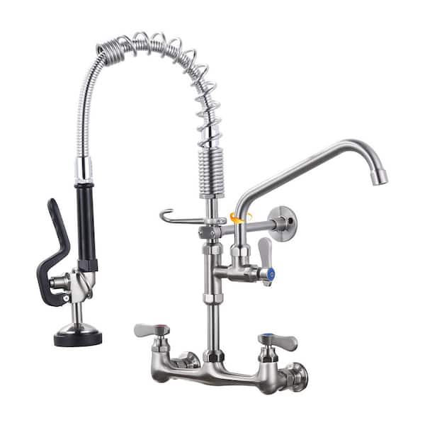 VEVETTA 21 in Wall mounted faucet Triple Handle Pull Down Sprayer 360 ...