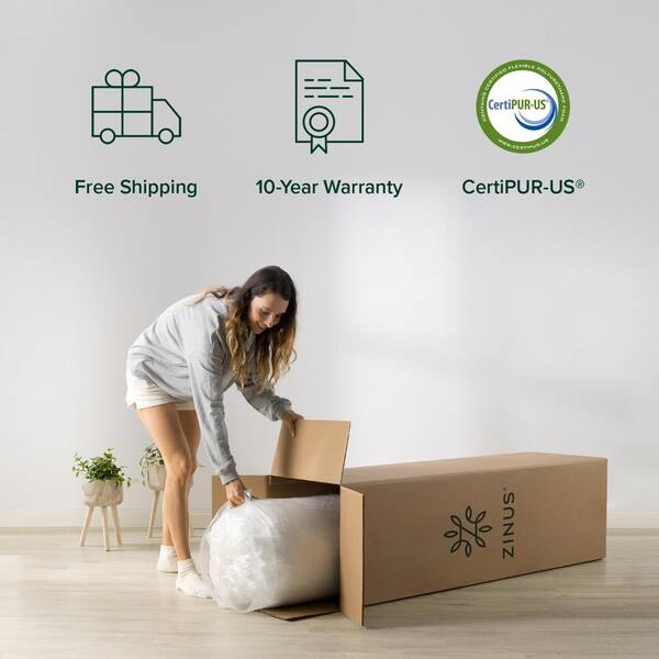 Zinus King Medium Smooth Top Green Tea Luxe 14 in. Memory Foam Mattress Made in USA ZU MFMAG1 14K The Home Depot