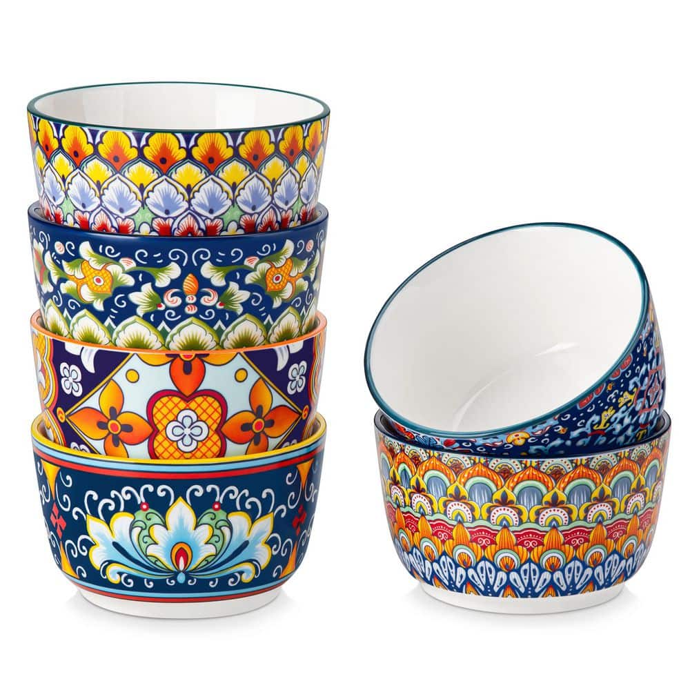 vancasso 6-Piece 7 oz. Porcelain Cupcake Pan Set Bohemian Creme Brulee ...