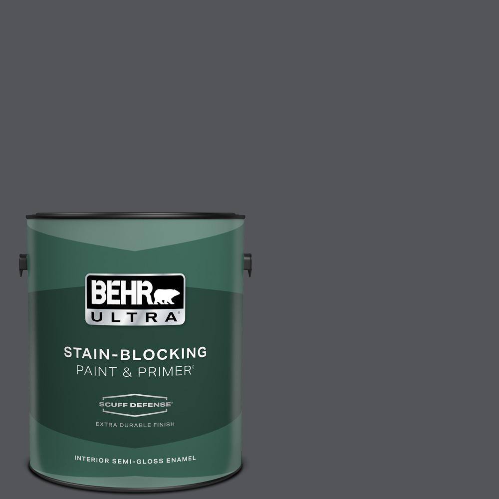 BEHR ULTRA 1 gal. #N510-6 Orion Gray Extra Durable Semi-Gloss Enamel ...