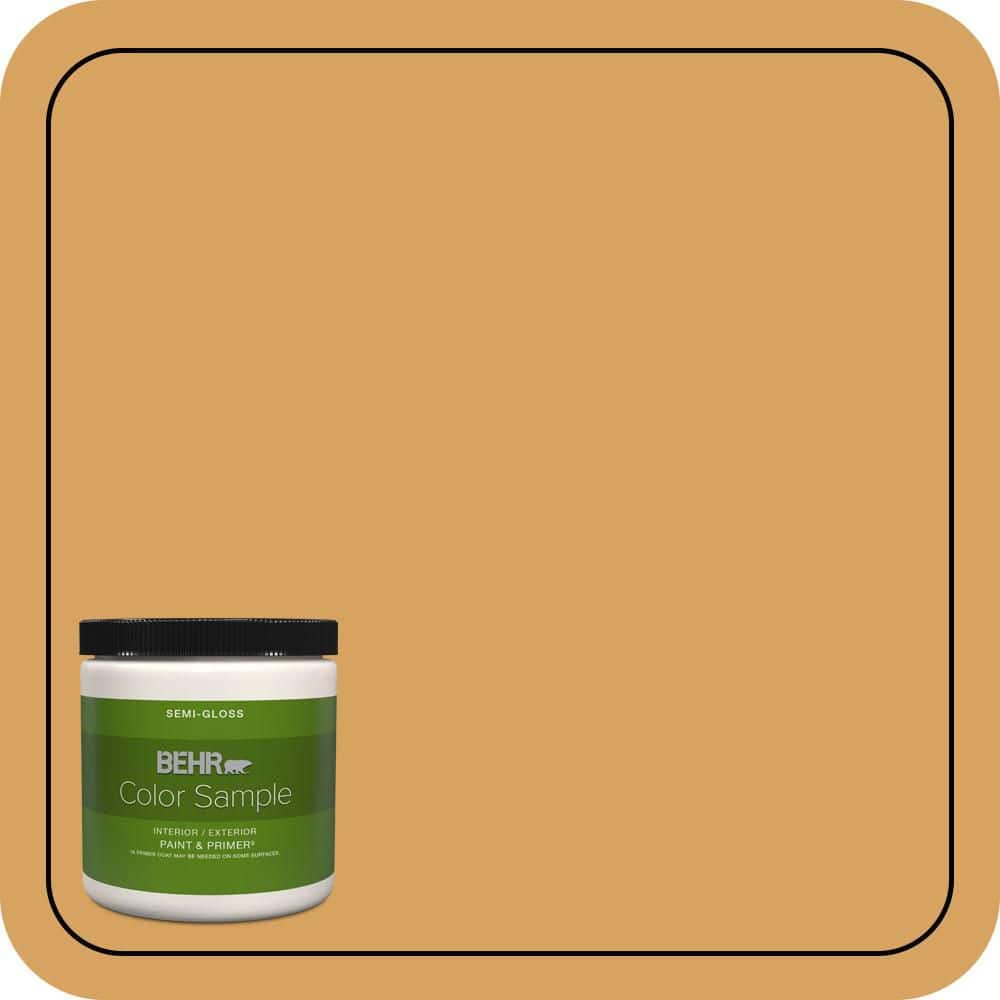 BEHR PREMIUM PLUS 8 oz. #MQ4-10 Amber Brew Semi-Gloss Interior/Exterior ...