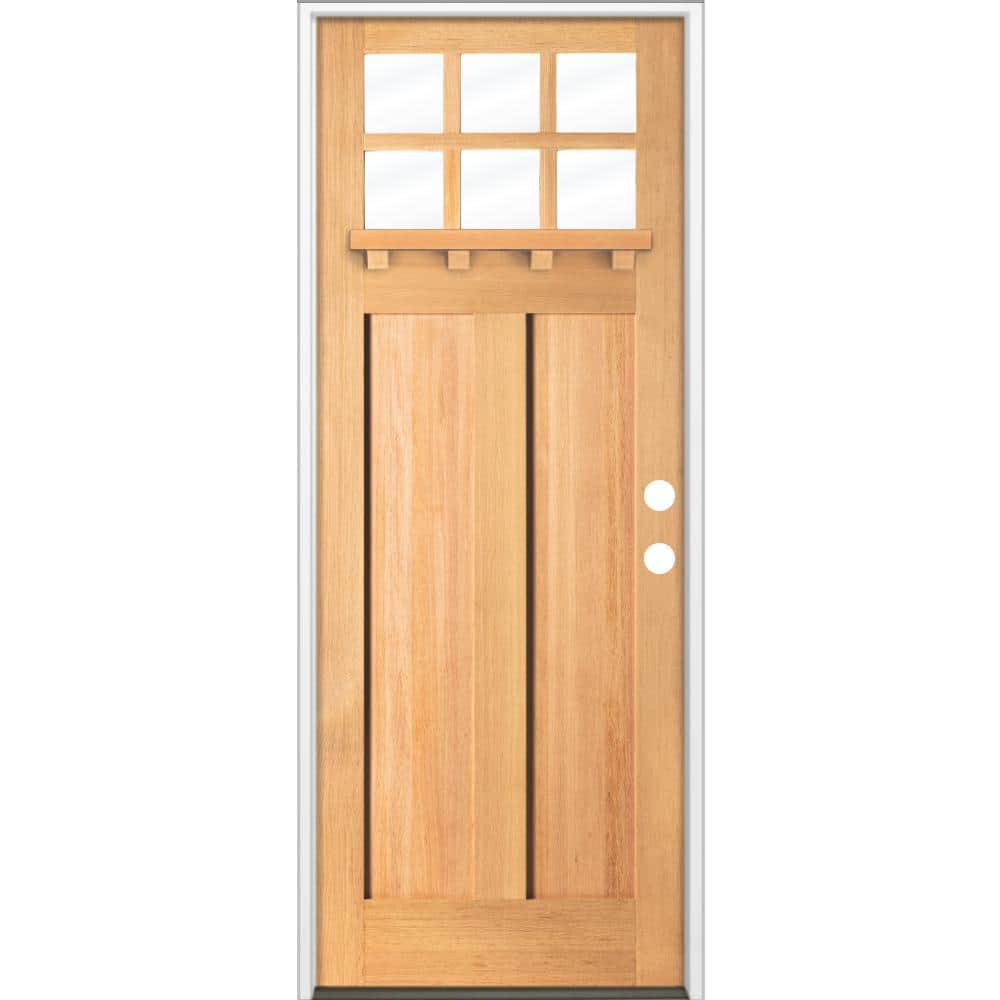 Krosswood Doors 36 in. x 96 in. 6-Lite Craftsman Left Hand Clear Stain ...