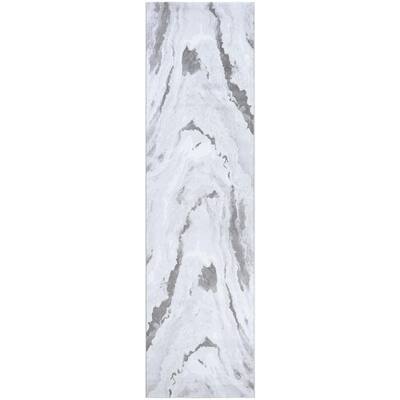 Couristan Serenity Abstract Marble Grey-Opal 8 ft. x 11 ft. Area Rug ...