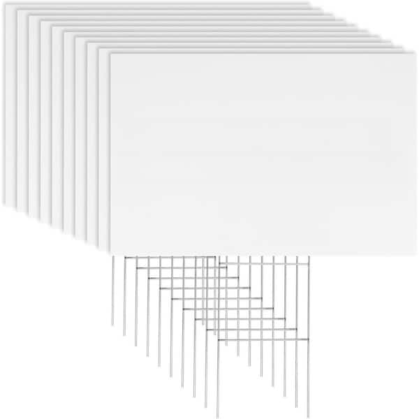 18 x 12 in. White Plastic Yard Signs with Metal Stakes for Outdoor ...