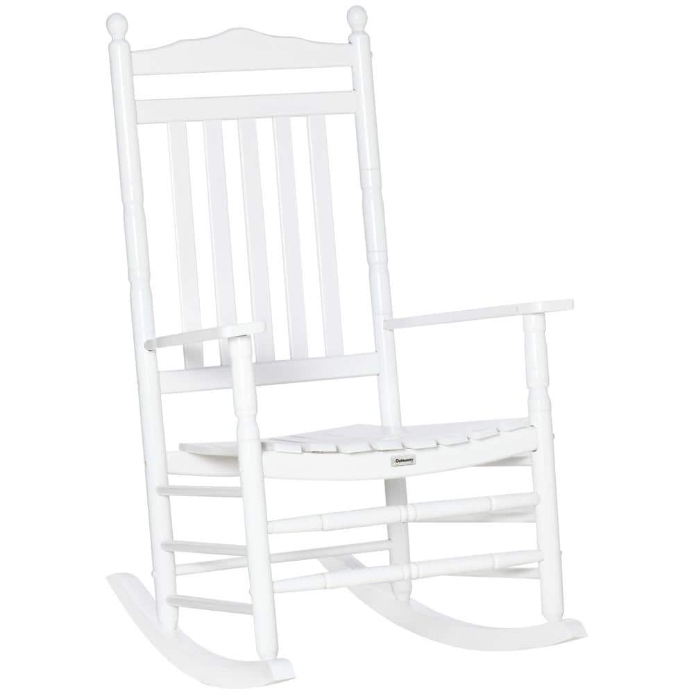 Outsunny White Wood Outdoor Rocking Chair 84B-737WT - The Home Depot