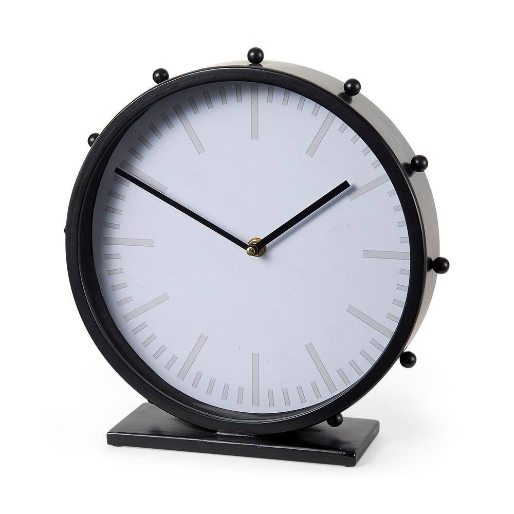Mercana Marian 11.0 L x 3.1 W x 11.0 H Black Studded Round Table Clock ...