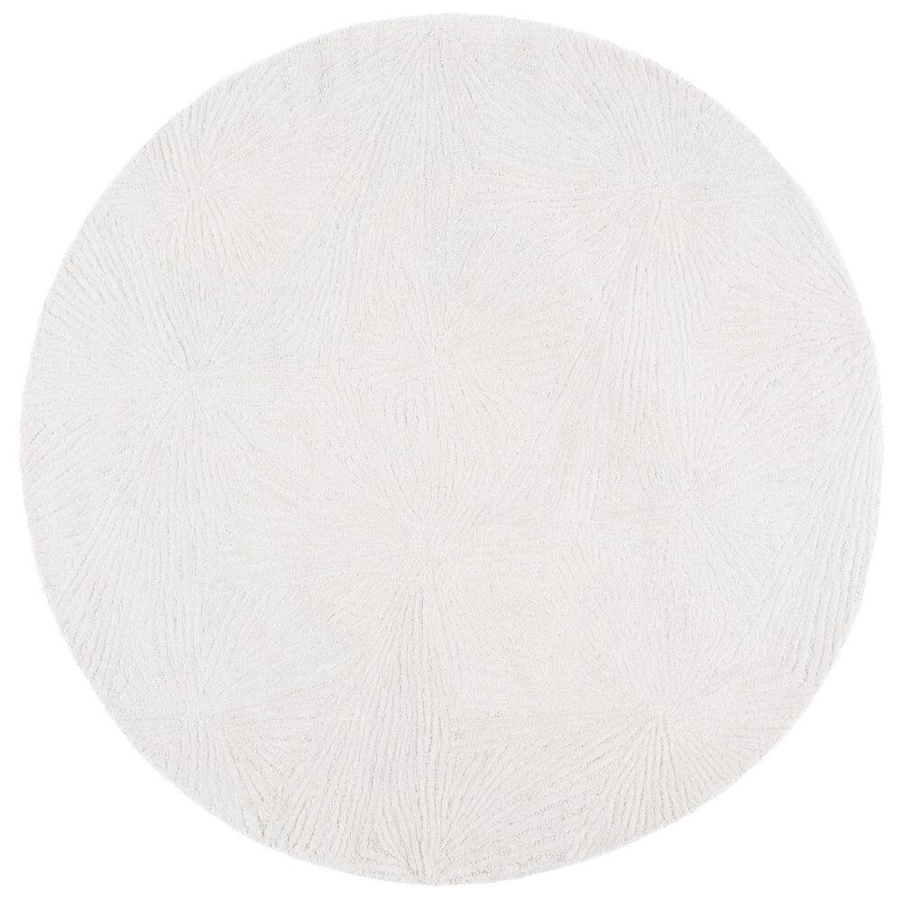 SAFAVIEH Ebony 6 ft. x 6 ft. Ivory Solid Geometric Radiant Round Area ...