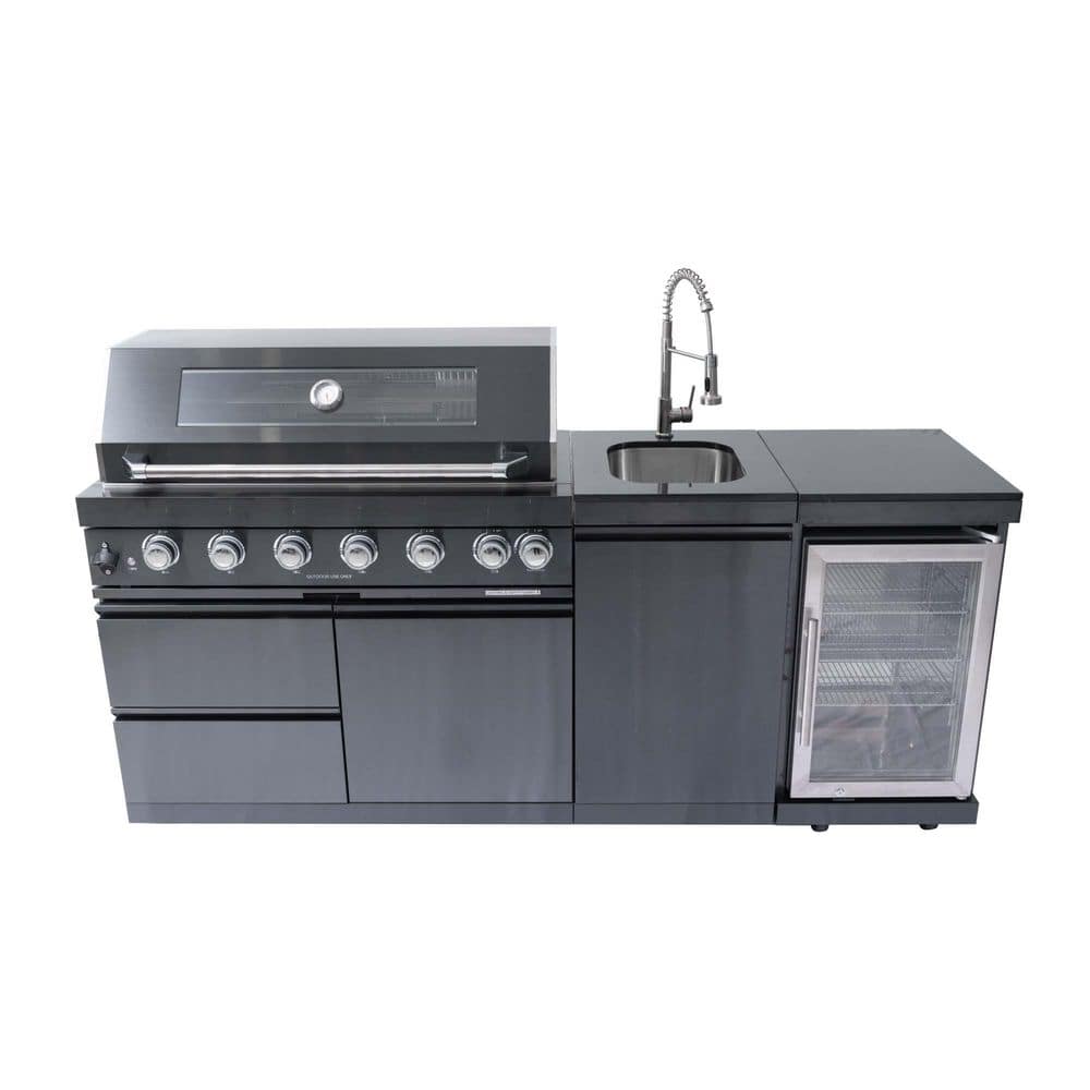 Boosicavelly 6-Burner Propane Gas Grill Island in Stainless Steel with ...