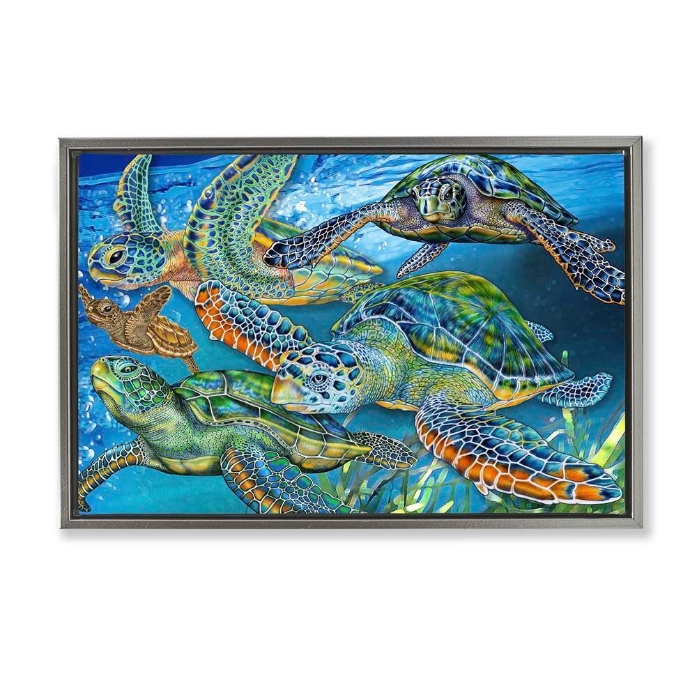 Stupell Industries Tortoise Family Underwater Swim by Tim Jeffs Gray ...