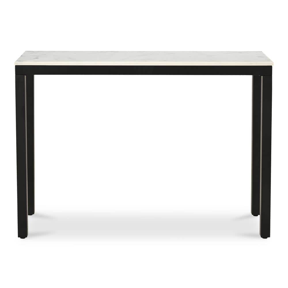 NADAAL STUDIOS Upton 42 in. White Rectangle Marble Console Table with ...