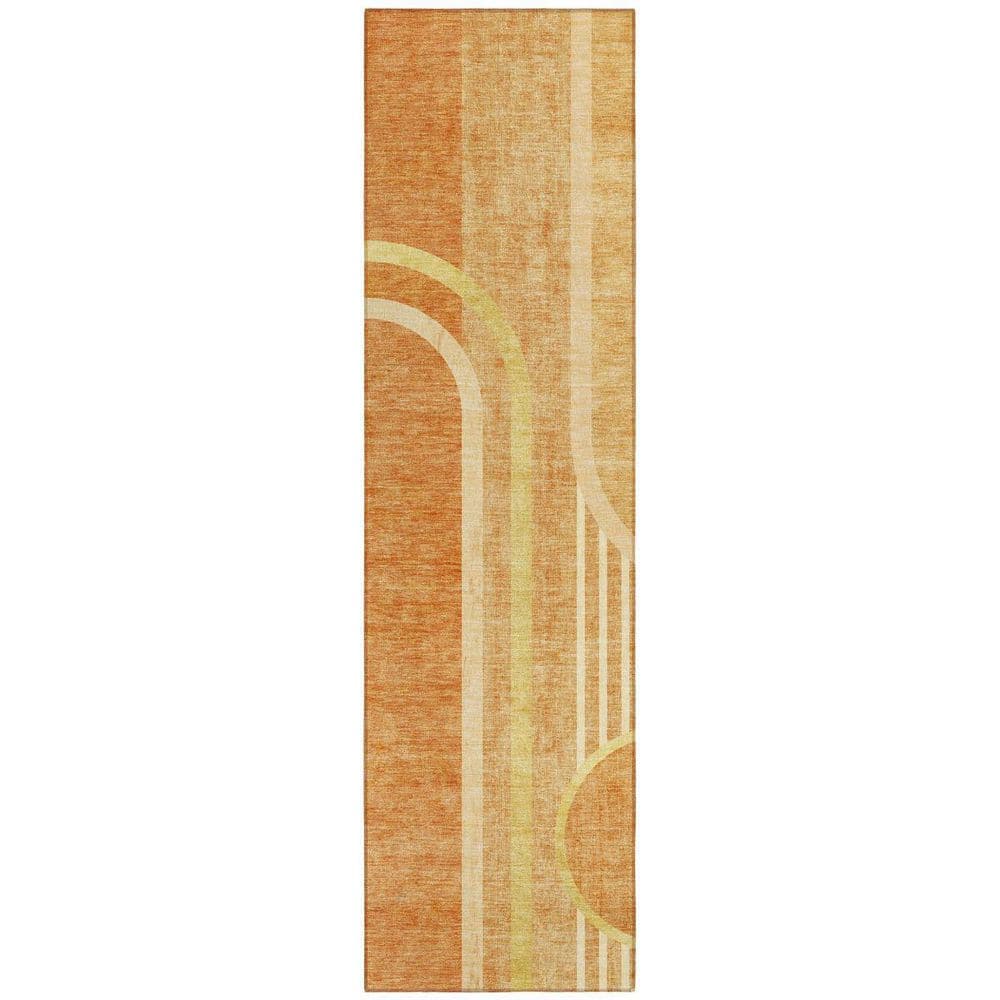 HomeRoots Terra Cotta 2 ft. x 8 ft. Woven Abstract Polyester Runner ...