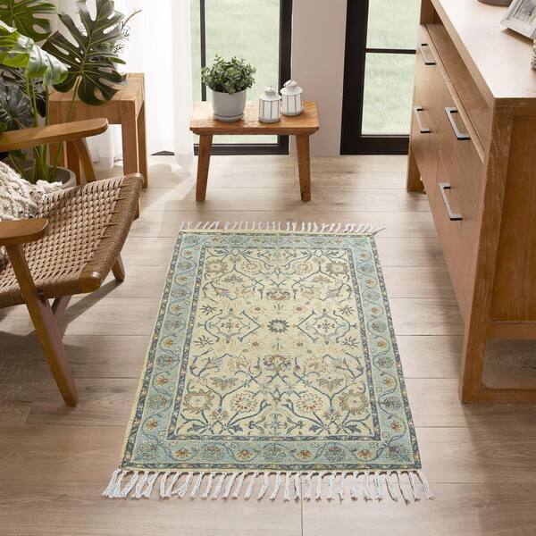 Jessica Simpson Chinille Fringe Machine Washable Green/Yellow 2 ft. x 4 ...