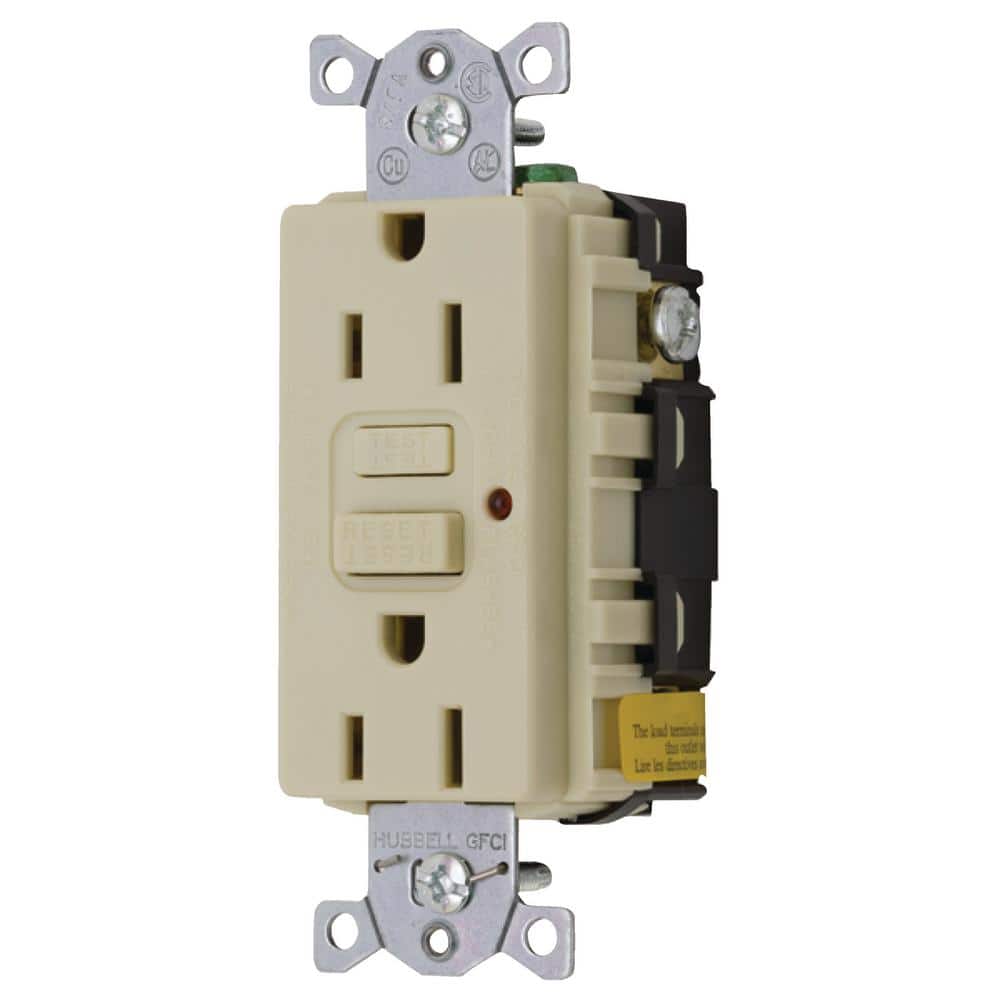 Hubbell GFCI Duplex Receptacle With Cover Plate, Ivory GFRST52MI - The ...