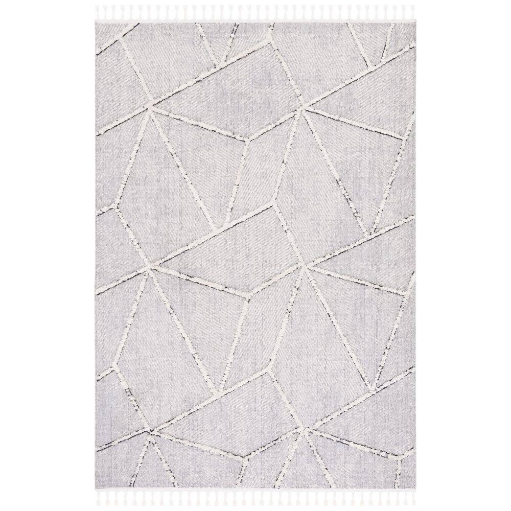 SAFAVIEH Marrakesh 9 ft. x 12 ft. Gray/Ivory Geometric High-Low Area ...