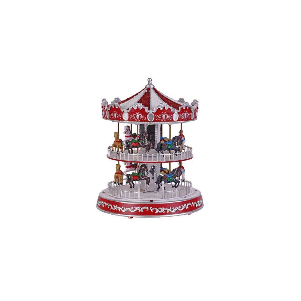 Home Accents Holiday 12 in. Animated Turning Double Decker Carousel ...