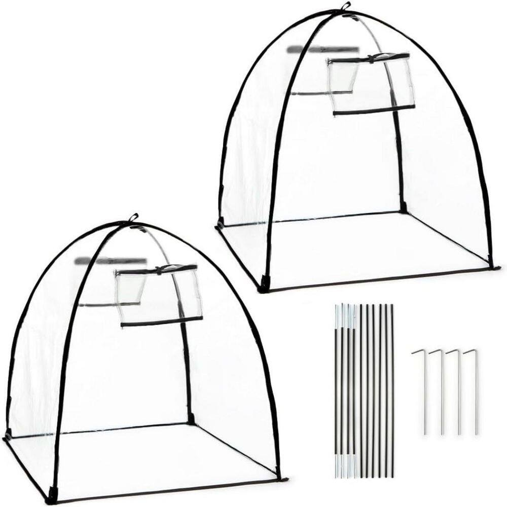 Angel Sar 30 in. Clear Plant Cover Tent w/ Support Poles and Stakes ...