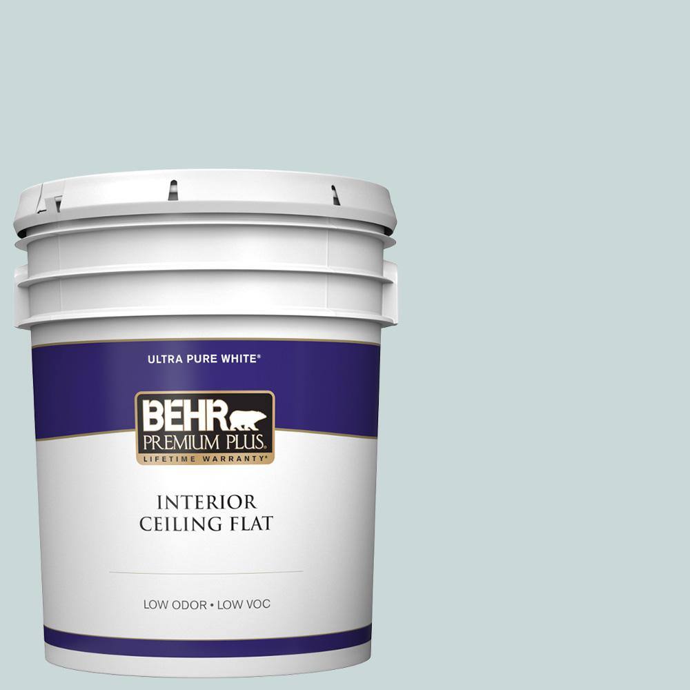 BEHR PREMIUM PLUS 5 gal. #PPU13-16 Offshore Mist Ceiling Flat Interior ...