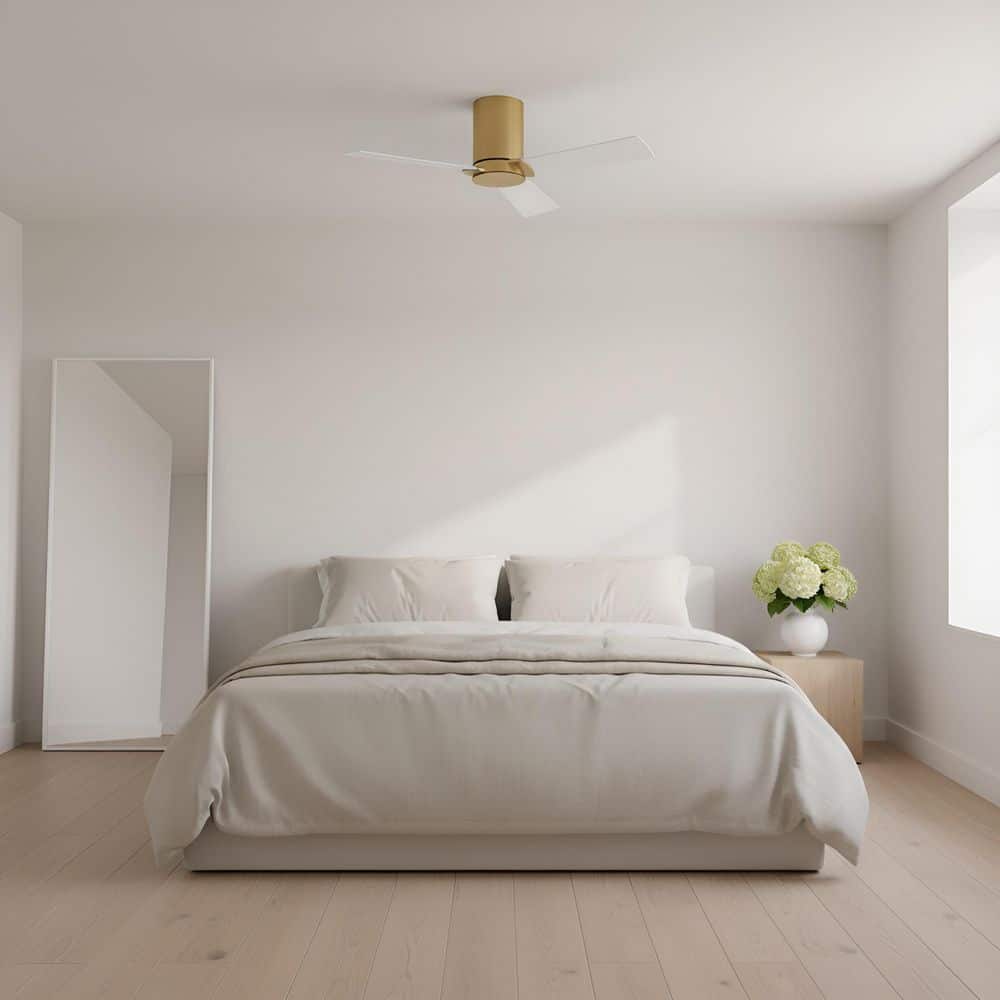 Generation Lighting Fan Rozzen 32 in. Burnished Brass Hugger Flush ...