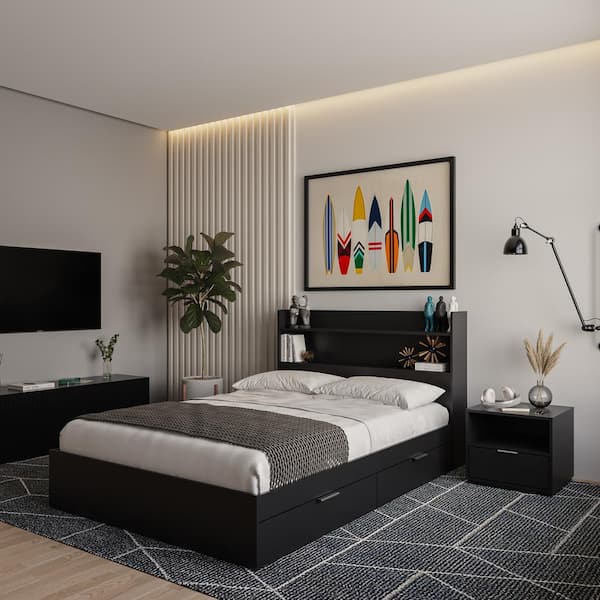 Nexera Hunter 3-Piece Black Full Size Bedroom Set 403988 - The Home Depot