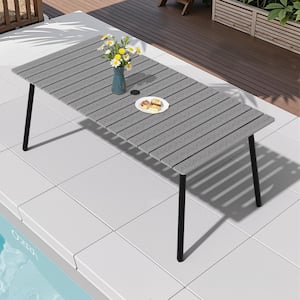 Pellebant 70 in. Aluminum Black Rectangular Outdoor Patio Dining Table ...
