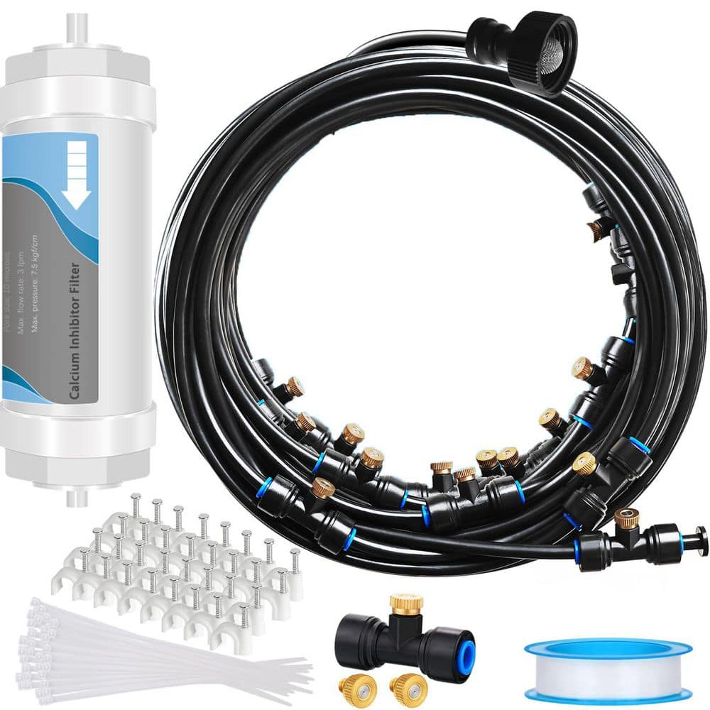 Justincity Upgraded Misting System with Water Filter 65 Ft Line 15 ...