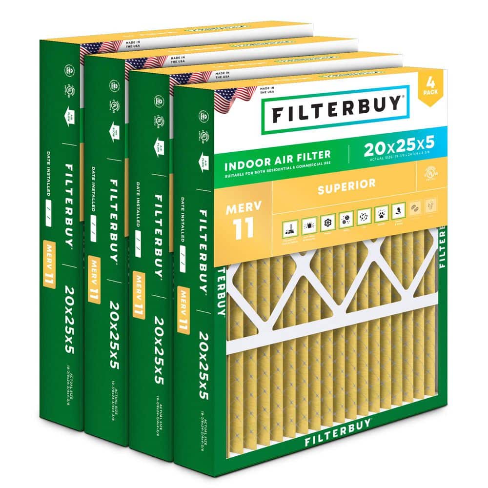 Filterbuy 20 in. x 25 in. x 5 in. MERV 11 (FPR 7) Allergen Defense ...