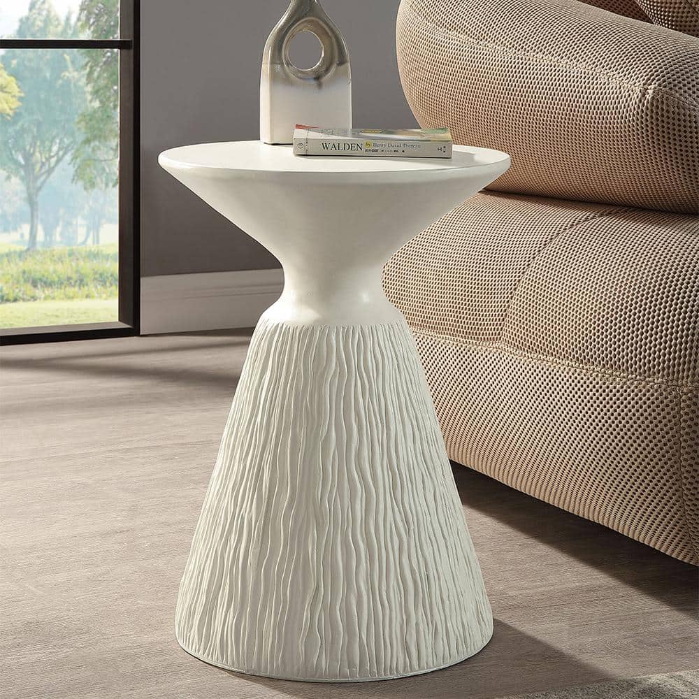 Acme Furniture Duane 16 in. Natural White Round Concrete Accent Coffee ...