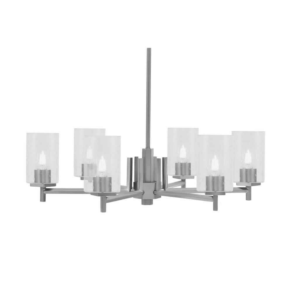 Bridgewater 28 in. 6 Light Graphite Chandelier with 4 in. Clear Bubble ...