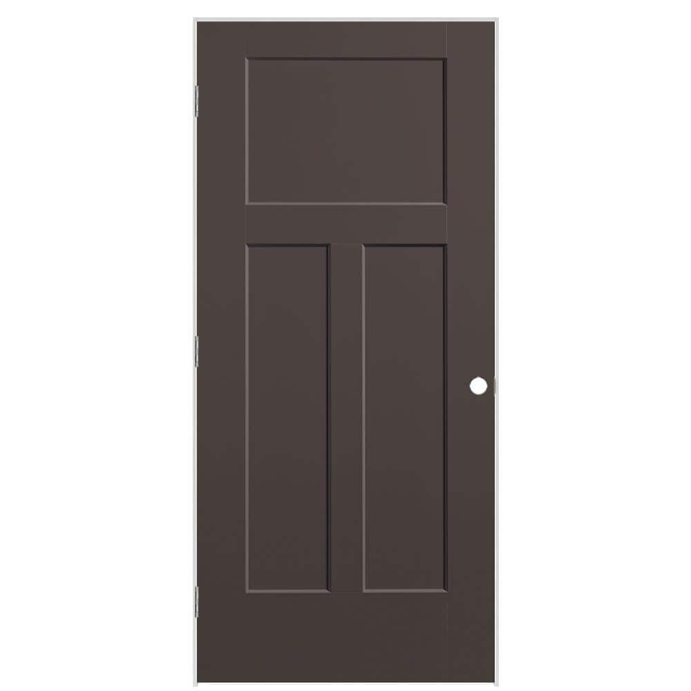 Masonite 36 in. x 80 in. 3-Panel Winslow Right-Hand Solid Core Willow ...