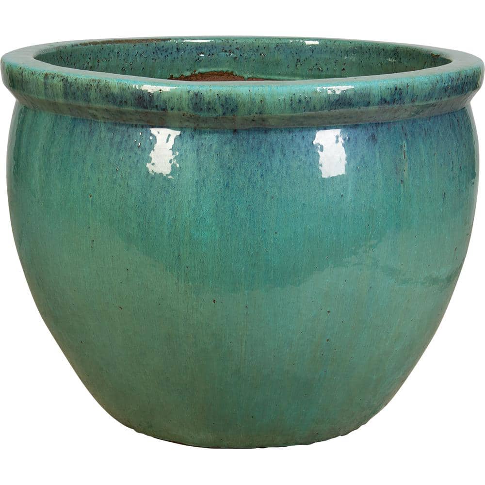 14 in. Azul Ceramic Gardener Pot DG-174B-AZ - The Home Depot