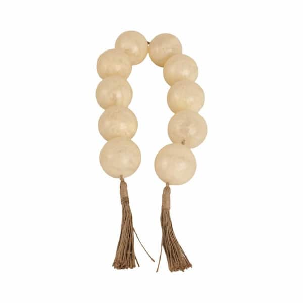 Liv & Skye White 46 in. x 3 in. Resin Decorative Bead Strand with ...