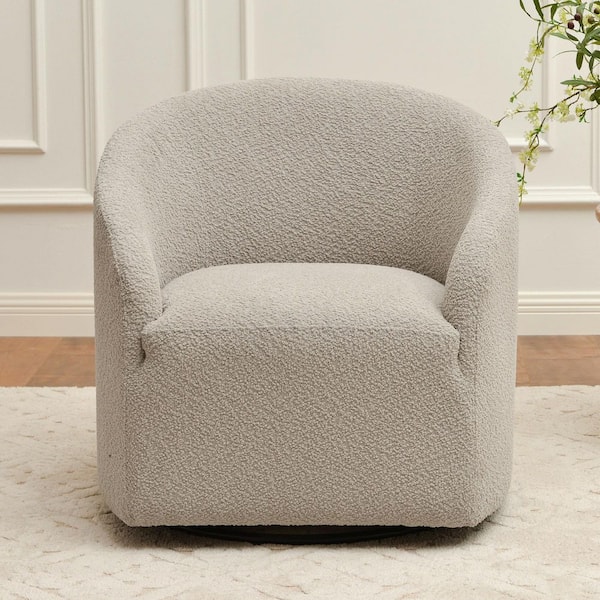 KINWELL Oatmeal Modern Boucle Upholstered Swivel Barrel Chair BSC103 ...