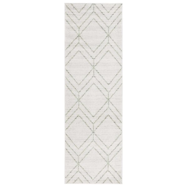 SAFAVIEH Adirondack Ivory/Sage 3 ft. x 10 ft. Diamond Runner Rug ...