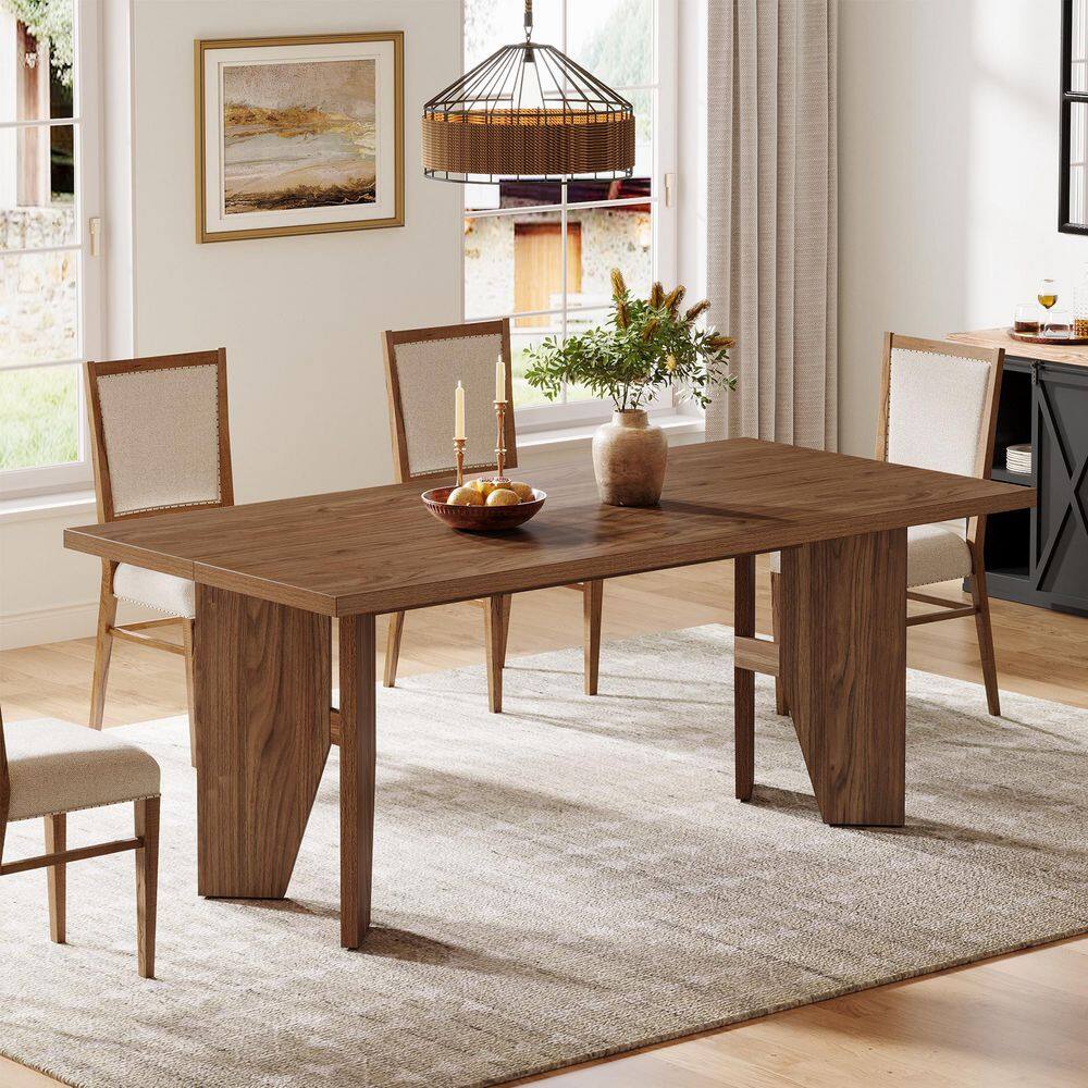 BYBLIGHT Roesler Farmhouse Brown Rectangular Wood 63 in. Pedestal ...