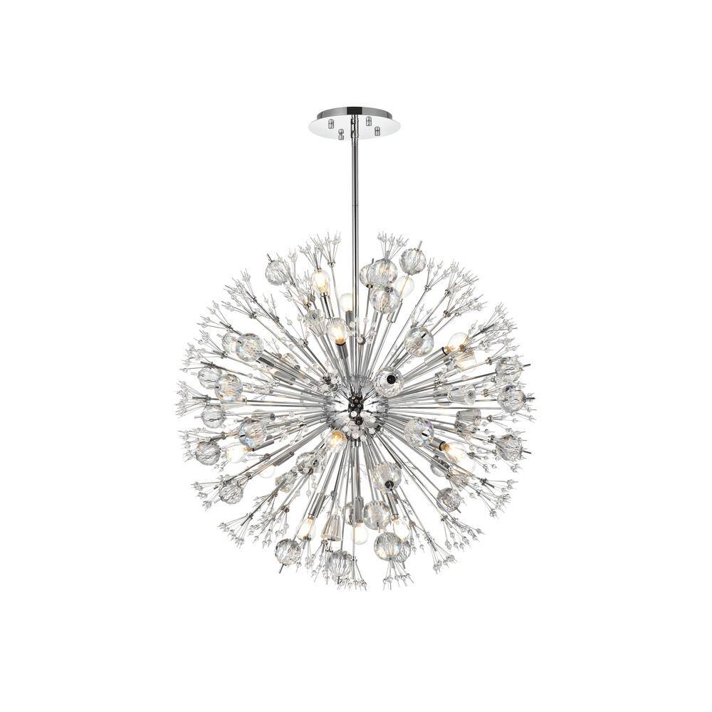 Timeless Home 32 in. 18-Light Chrome Pendant Light ELP5000D32C - The ...