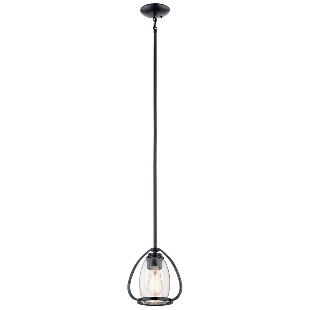KICHLER Tuscany 1-Light Black Farmhouse Shaded Kitchen Mini Pendant ...