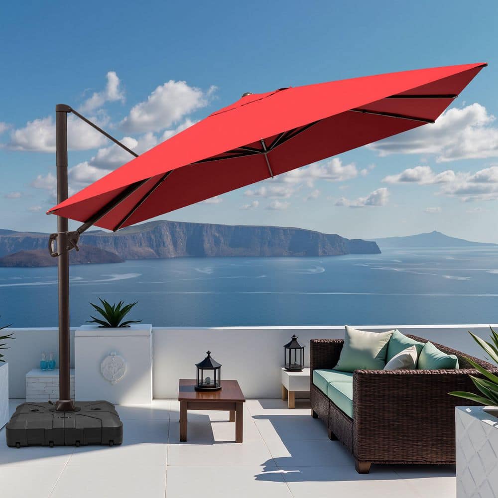 CLOUDFLY 11x 9 ft. Aluminum Patio Umbrella with Movable Base 360 ...