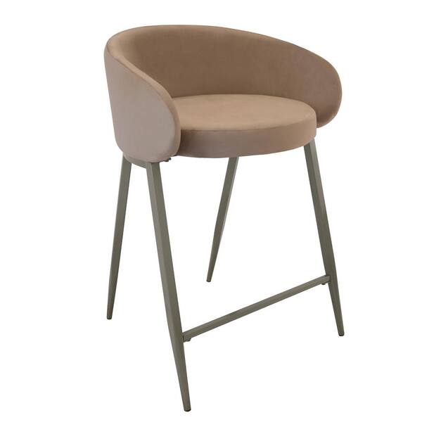 Homepop Logan Velvet 26 in. Light Brown Velvet Upholstery Low Back Metal Counter Stool with Velvet Seat K8757.24 E913