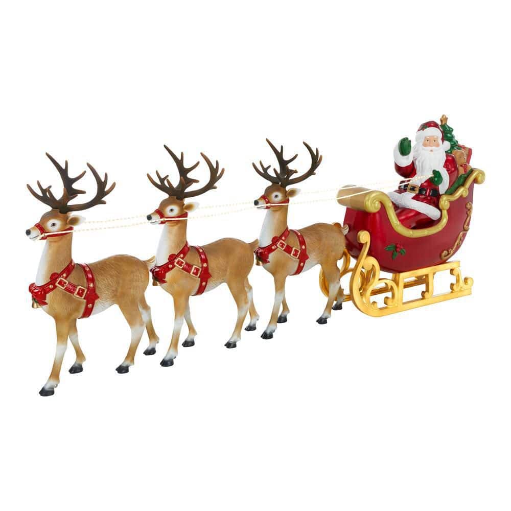 Home Accents Holiday 9 ft. Giant-Sized LED Santa's Sleigh with Reindeer Holiday Yard Decoration ...