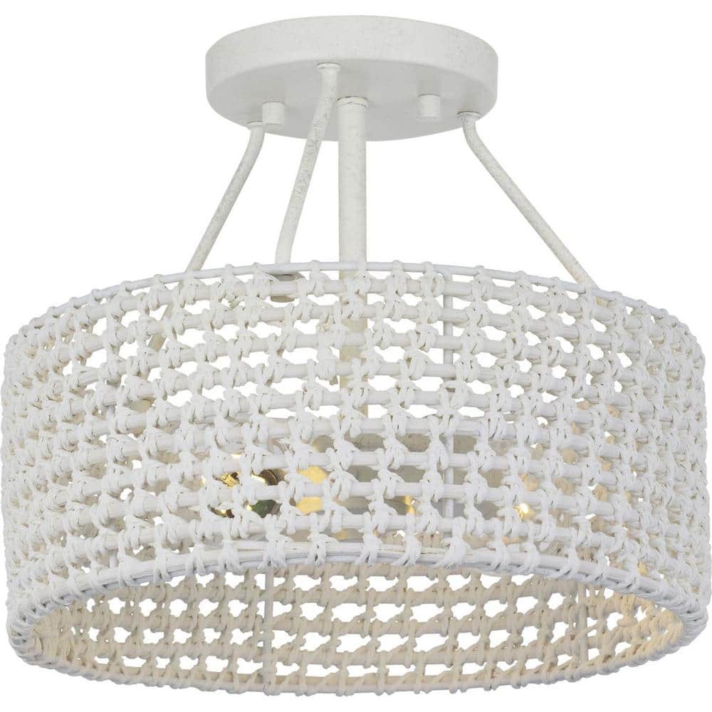 Progress Lighting Sugar Reef 12 in. 2-Light Cottage White Semi-Flush ...