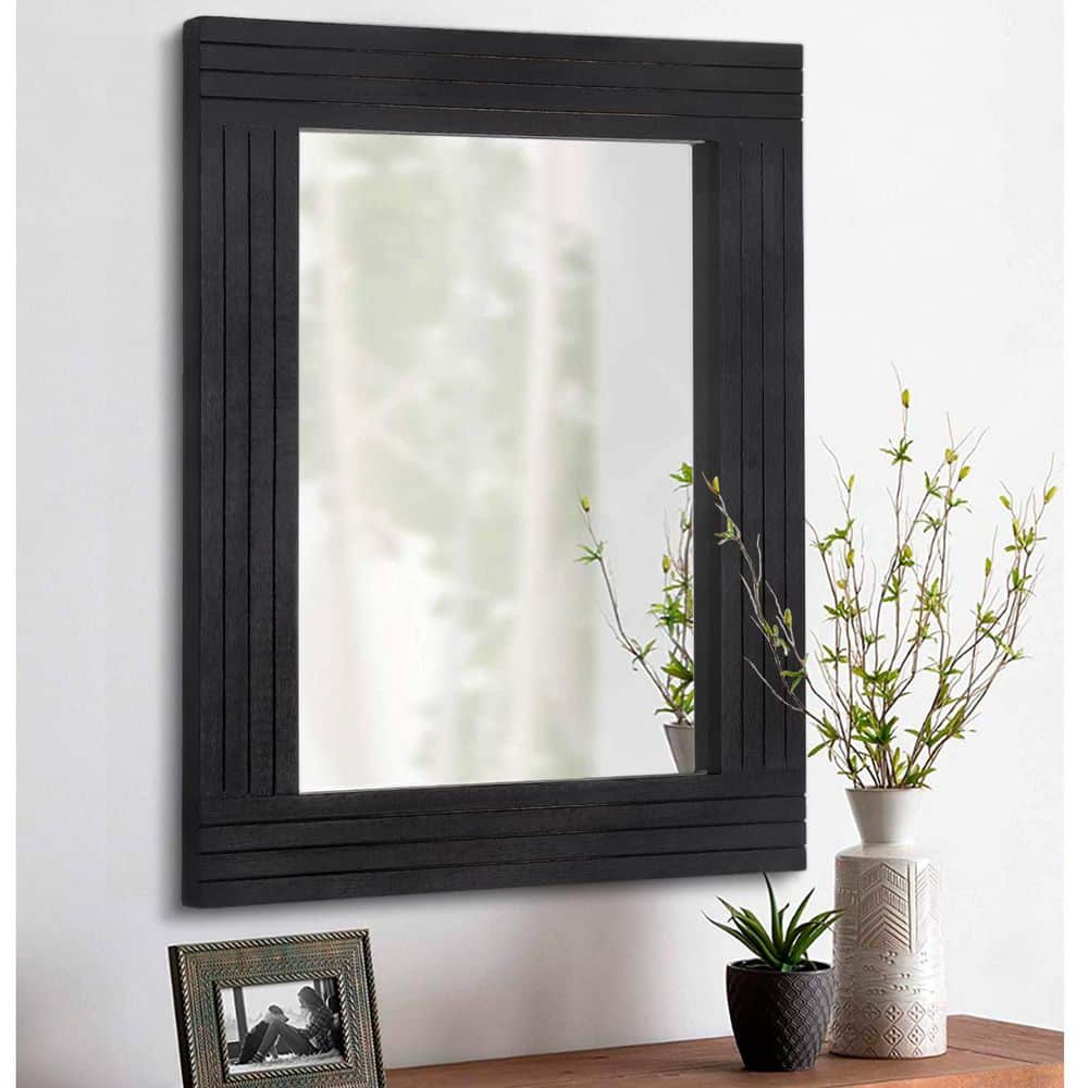PALEO HOME LLC Black 20 in x 16 in Retro Wooden Wall Mounted Mirrors ...