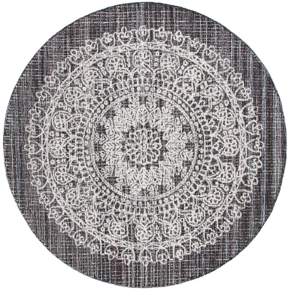 SAFAVIEH Ebony Brown/Ivory 6 ft. x 6 ft. Oriental Round Area Rug ...