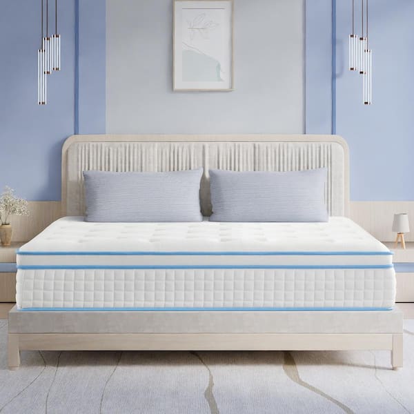 Twolike 14 in. Queen Hybrid Medium Spring Memory Foam Mattress Edge Support Individual Pocketed Coil Pillow Top Boxed HD DMTH 14Q
