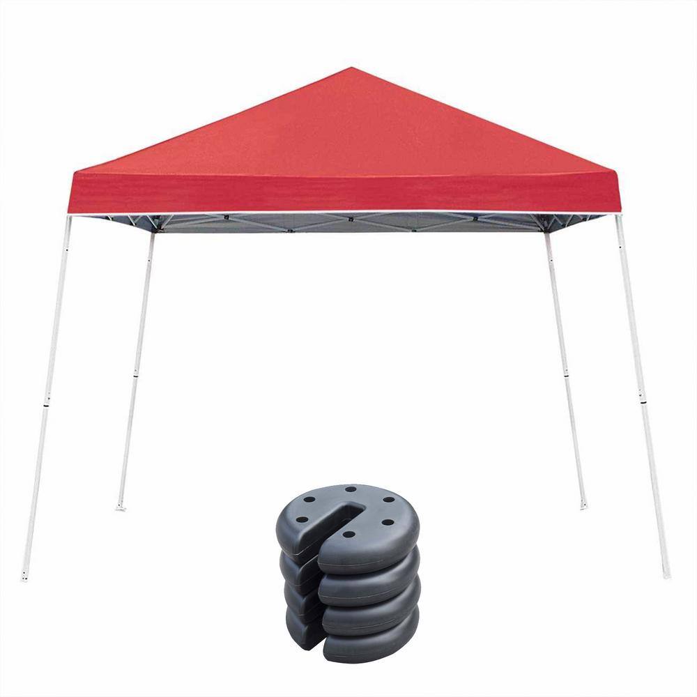Z-SHADE 10 ft. x 10 ft. Red Push Button Angled Leg Tent with 5 lbs. Leg ...