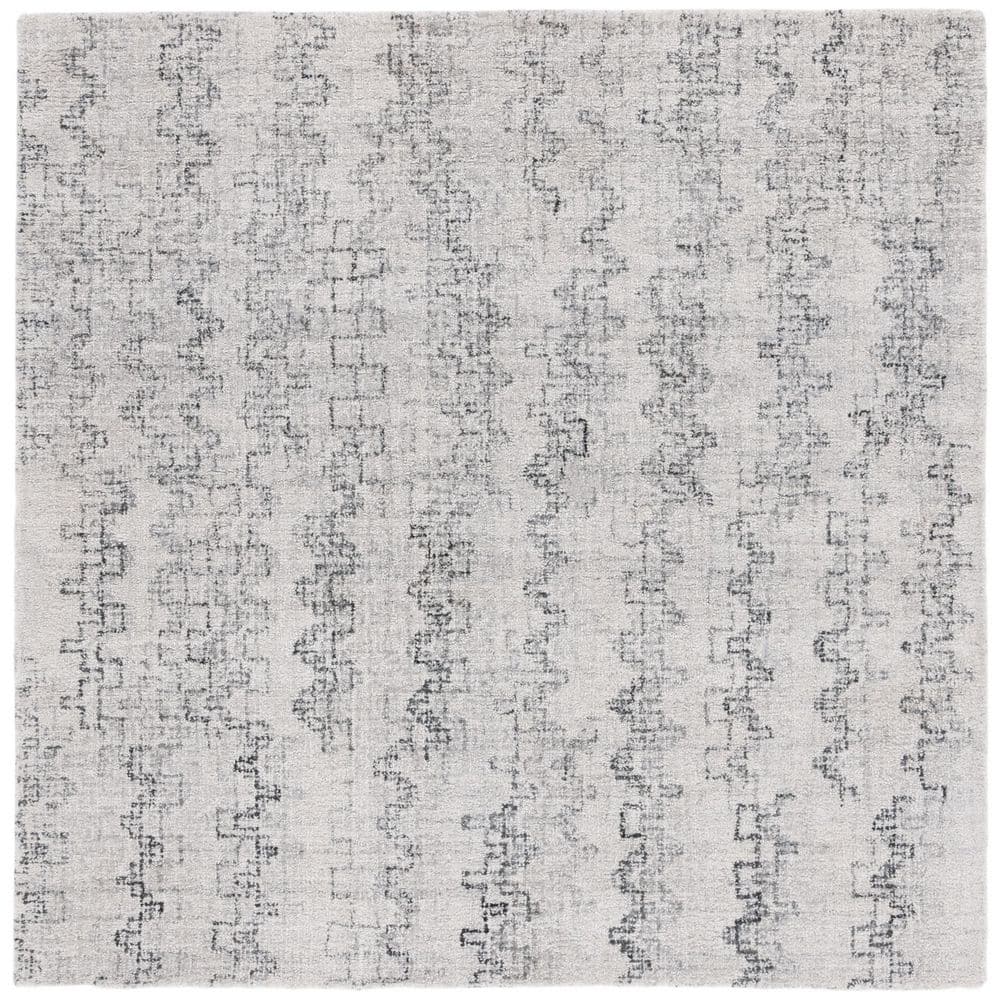 SAFAVIEH Marquee 6 ft. x 6 ft. Gray/Ivory Geometric Chevron Square Area ...