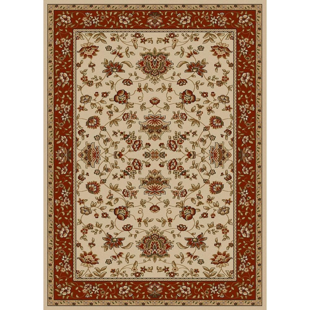 RADICI USA Como Ivory/Brick 3 ft. x 5 ft. Traditional Oriental Floral ...