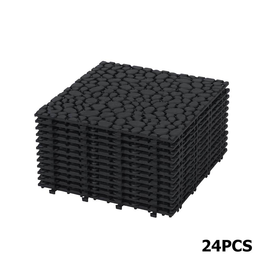 YOFE 1 ft. x 1 ft. All-Weather Outdoor Plastic Composite Interlocking ...